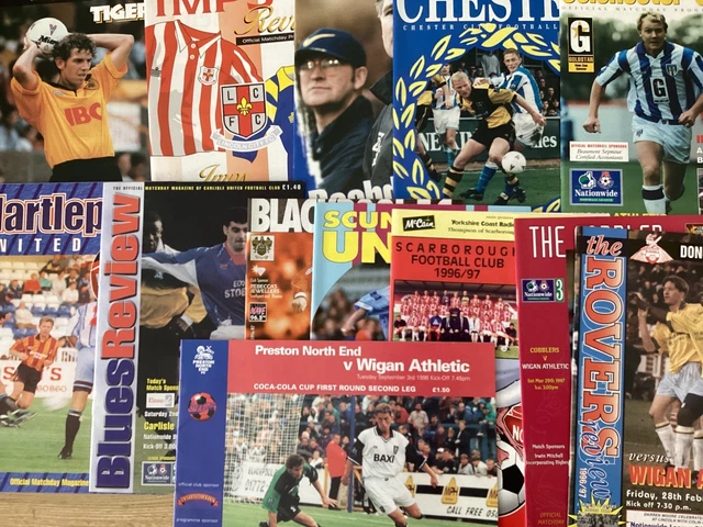 WIGAN ATHLETIC 1996/97 - 12 different away programmes in excellent ...