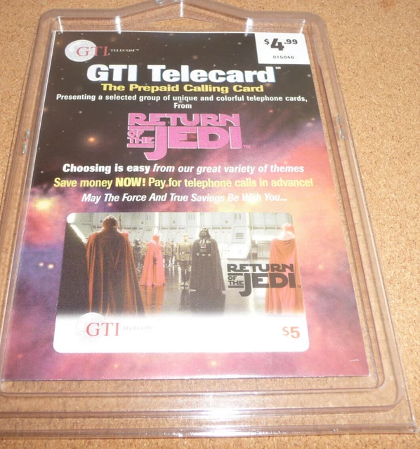 STAR WARS RETURN OF THE JEDI Phone Card ~ GTI Telecard $30.00 - PicClick AU