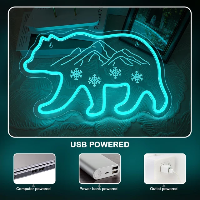 POLAR BEAR NEON Light Sign, Neon Signs for Wall Decor, Mountain Led £41 ...