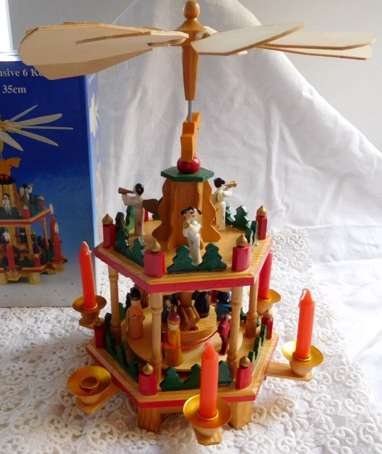 TISCHPYRAMIDE, WEIHNACHTSPYRAMIDE, bunte Pyramide, Handarbeit ...