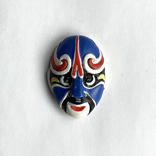 HONG KONG SOUVENIR Fridge Magnet Blue Red Chinese Opera Mask Tourist ...