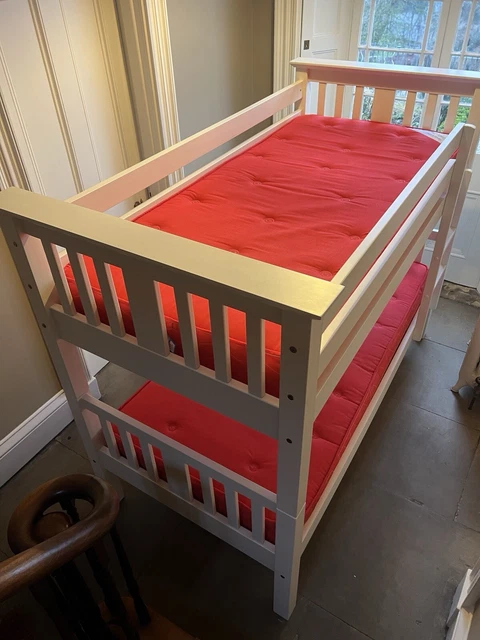 DOUBLE WOODEN BUNK Beds With Mattresses 3FT Single Bed Frame Hardly ...