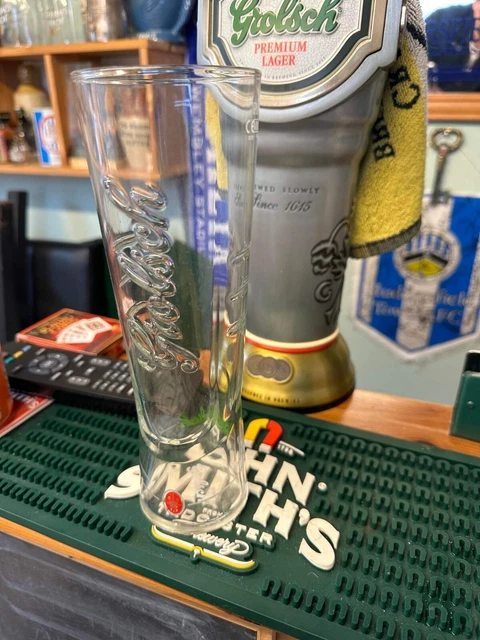GROLSCH EMBOSSED PINT Lager Glass Tall Rare beer ale glass mancave bar ...