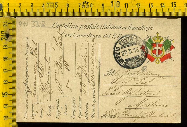 PRIMA GUERRA FRANCHIGIA Posta Militare 22 Divisione x Milano pw 338 EUR 3,49 - PicClick FR