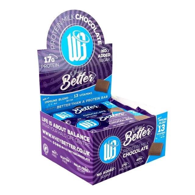 WHEY BETTER PROTEIN Milk Chocolate Bars Vitamin Blend 12 x 75g (BBE JAN ...