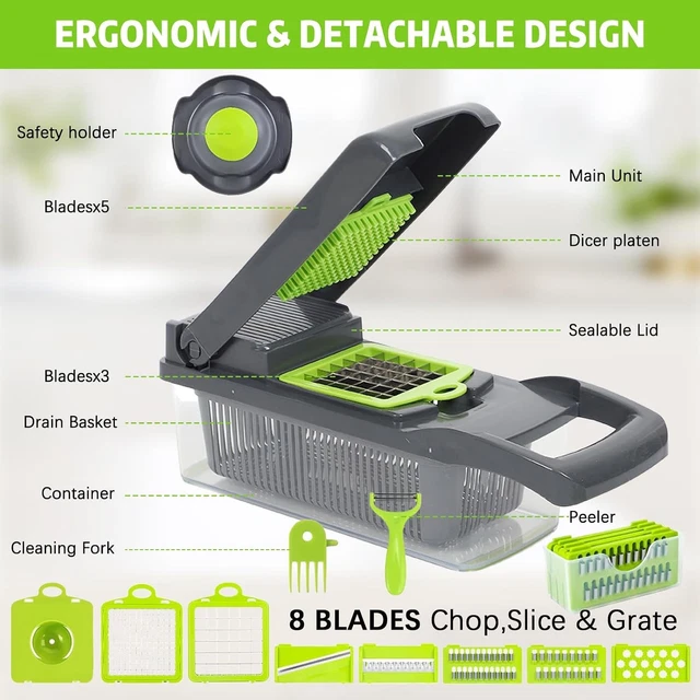 16 IN 1 Vegetable Chopper, High-Performance Vegetable Food Cutter ...