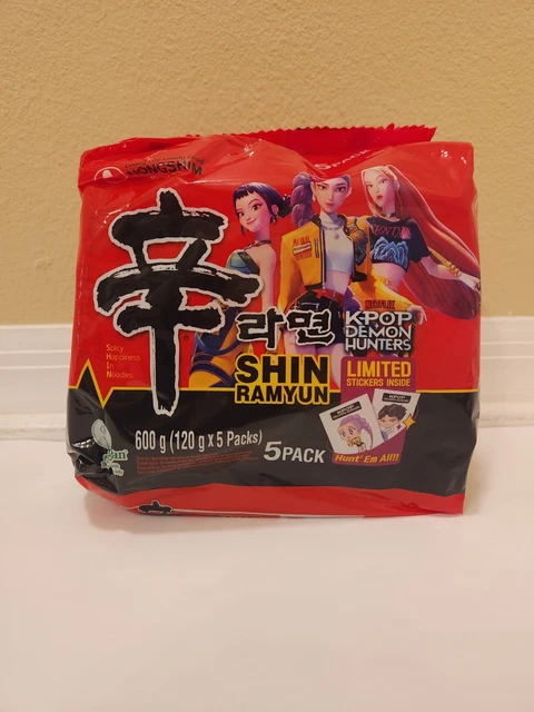 KPOP DEMON HUNTERS Shin Ramen 5pk Ramyun Derpy Limited Sticker Inside ...