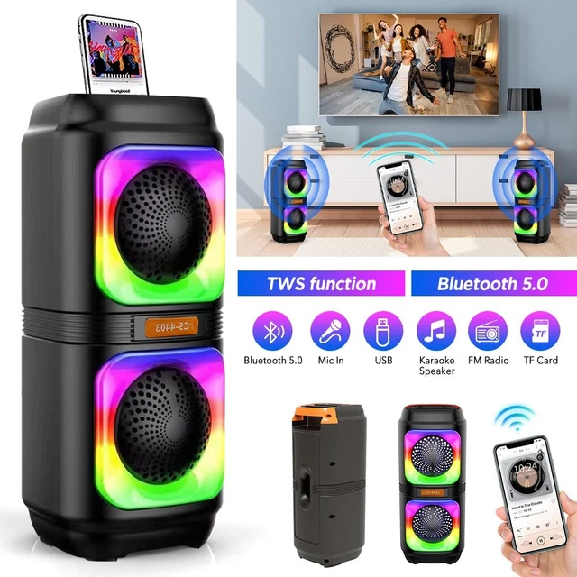 WIRELESS PORTABLE BLUETOOTH Speaker Heavy Bass Party Subwoofer Karaoke ...