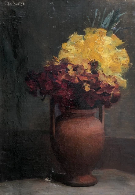 TABLEAU ANCIEN SIGNÉ Octave Guillonnet, Bouquet De Fleurs, Huile Sur Toile, XIXe EUR 300,00 ...