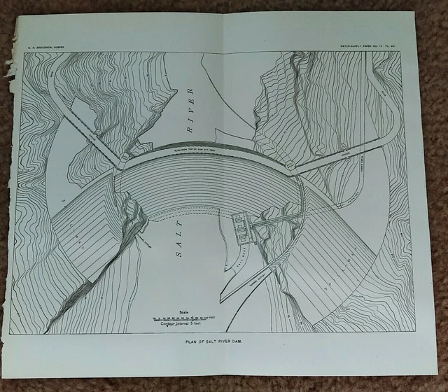 1901 PLAN OF Salt River Dam Map Sketch US Geological Survey £30.18 ...