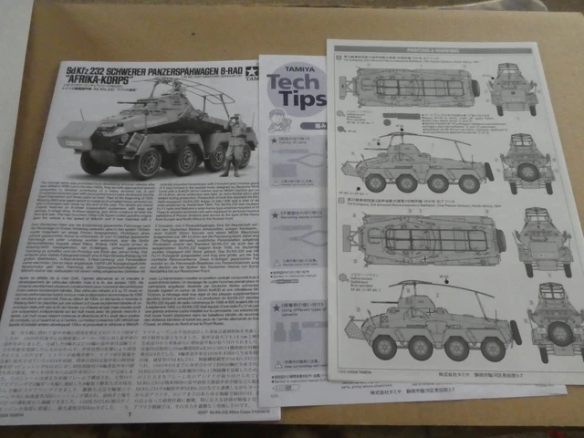 TAMIYA SDKFZ 232 Schwerer Panzerspahwagen 8-Rad Afrika Korps Bausatz ...