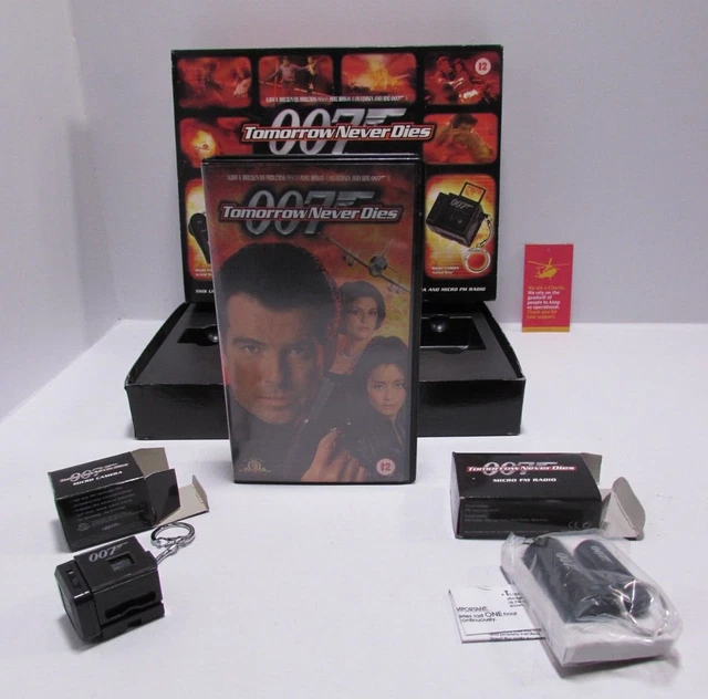 007 TOMORROW NEVER Dies VHS Box Set with Mini Camera & Radio Set Z2 £5. ...
