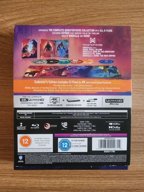GODZILLA KONG MONSTERVERSE 5-Film Collection 4K Blu-ray Collector's ...