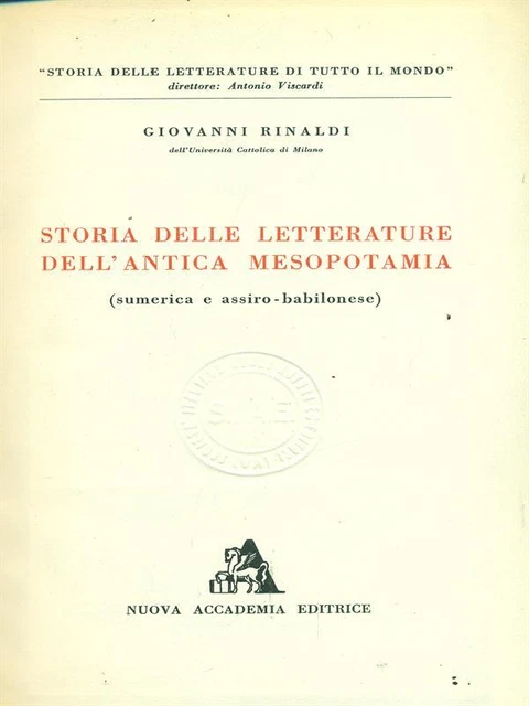 STORIA DELLE LETTERATURE Dell'antica Mesopotamia Rinaldi Giovanni EUR ...