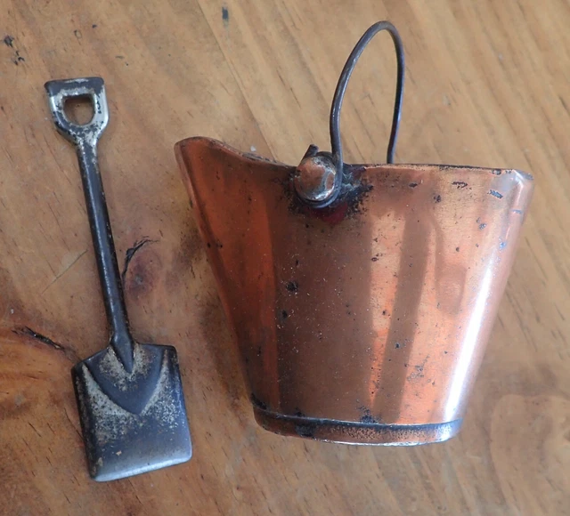 RARE EARLY 1900S or late 1800s Miniature Copper Plated Iron Coal Bucket ...