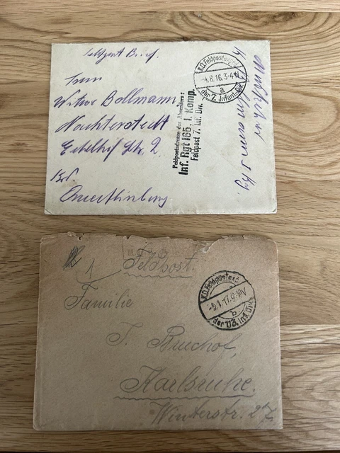 WW1 GERMAN SOLDIERS Letters with Envelopes. 1916 & 1917. Infantry ...