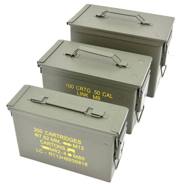 NATO 50CAL AMMO Box Army Storage Ammunition Surplus Issue Tin Tool ...