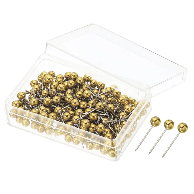 200PCS PUSH PINS, Round Head Map Tacks Steel Point for Office, Golden £ ...