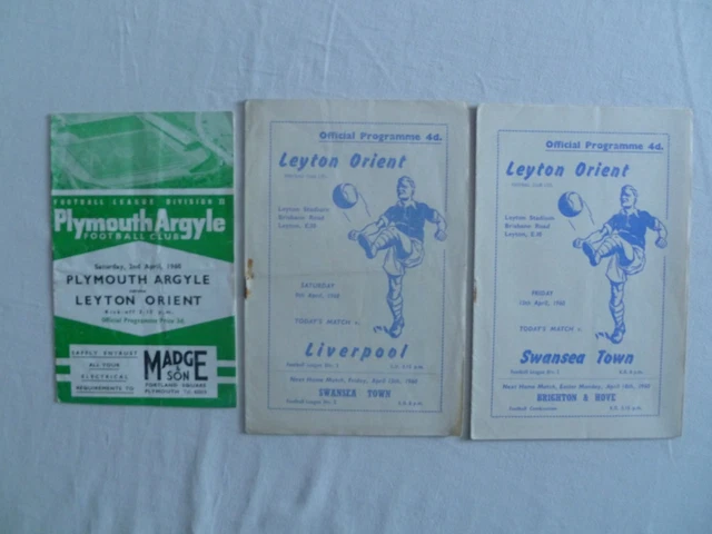 11 X 1950S 59/60 Leyton Orient Football Programmes Job Lot Collecti ...