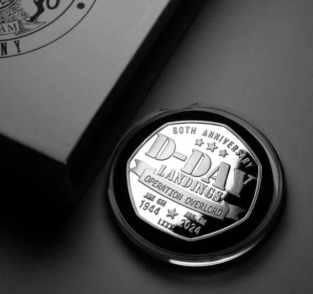 D-DAY LANDINGS 80TH Anniversary Silver Commemorative Coin. Gift Box ...