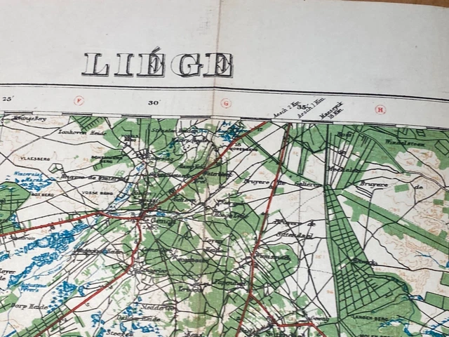 WW1 ERA BRITISH Army General Staff Map of LEIGE in Belgium. Original ...