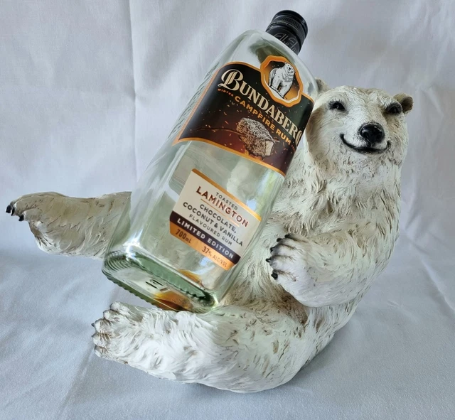VINTAGE BUNDABERG RUM "Bundy Bear" Polar Bear Bottle Holder Figure-MAN ...