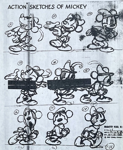 MICKEY MOUSE 1938 ACTION POSES MODEL SHEET Disney ANIMATION Research ...
