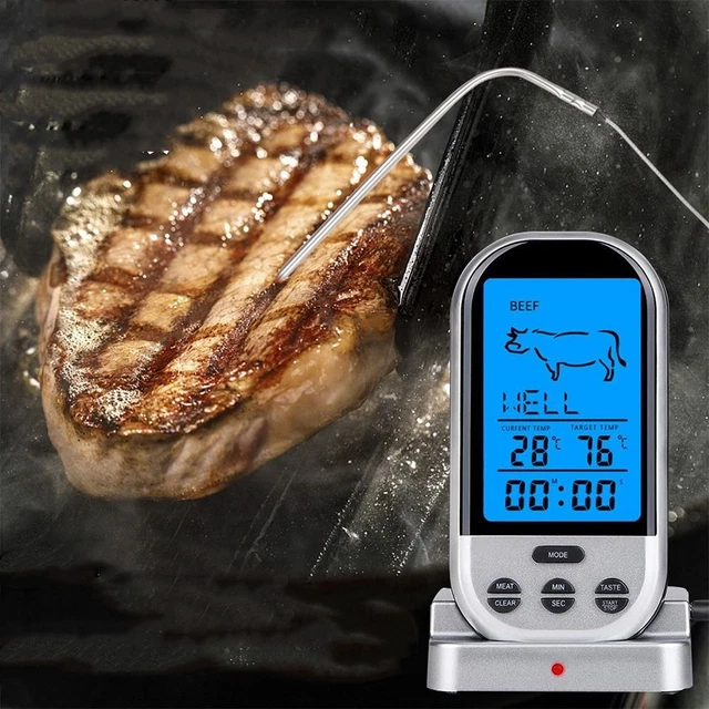SILVER WIRELESS DIGITAL Meat Thermometer Food Thermometer Kitchen Tools ...