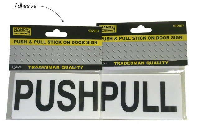 PULL/PUSH PLASTIC SIGNS stick on door sign With Sticker 57mm x 106mm ...