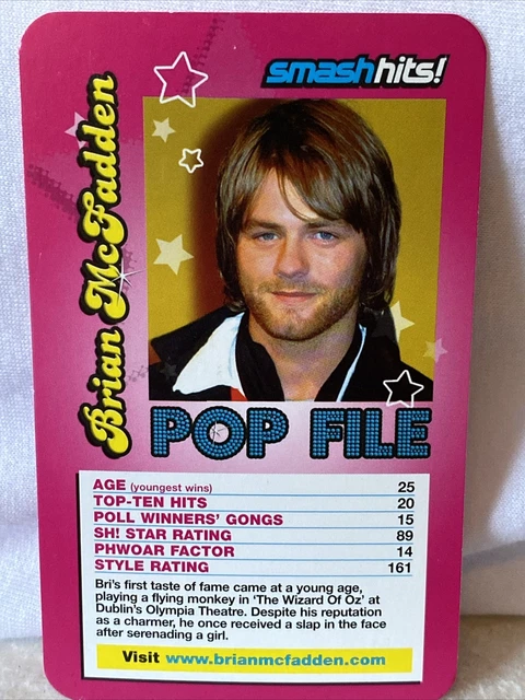 BRIAN MCFADDEN, SMASH HITS ! - CARTE SPÉCIALE POP STARS 3, RARE TOP ...