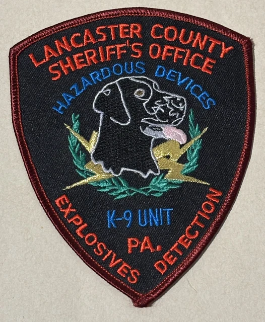 LANCASTER COUNTY PENNSYLVANIA Sheriff’s Office Hazardous Devices K-9 Unit Patch. $12.00 ...