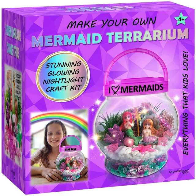 MAKE YOUR OWN Light-Up Mermaid Terrarium Kit for Kids, Mermaid Gifts ...