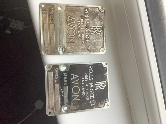 PAIR OF ROLLS Royce Avon Aircraft Engine Plates £59.99 - PicClick UK