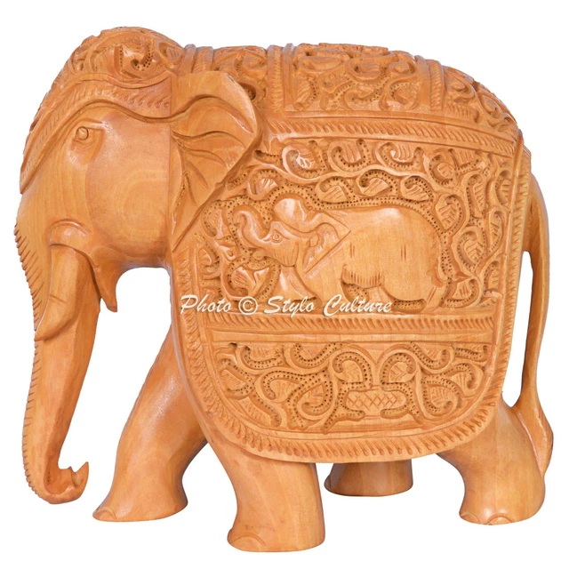 WOODEN BROWN ELEPHANT Indian Jali Elephant Collectible Antique Elephant ...