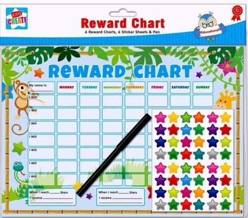 CHILDRENS REWARD CHART Good Behaviour 6 Star Sticker Sheets and Black ...