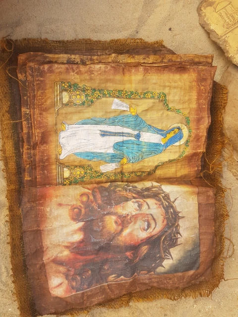 RARE ANTIQUE ANCIENT Egyptian Coptic Book Prophet Jesus + Virgin Mary ...