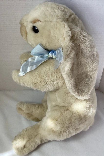 COMMONWEALTH SOFT CREAM Bunny Rabbit Plush Stuffed Animal Toy Blue Bow Size 16” £32.94 - PicClick UK