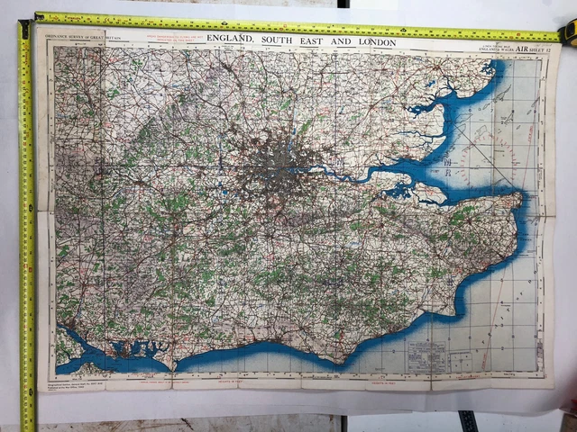 ORIGINAL WW2 BRITISH Army / RAF Map - England South East and London £16 ...