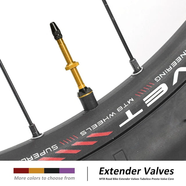 MTB ROAD BIKE Extender Valves 1 Pair Bicycle Aluminum Tubeless Presta ...