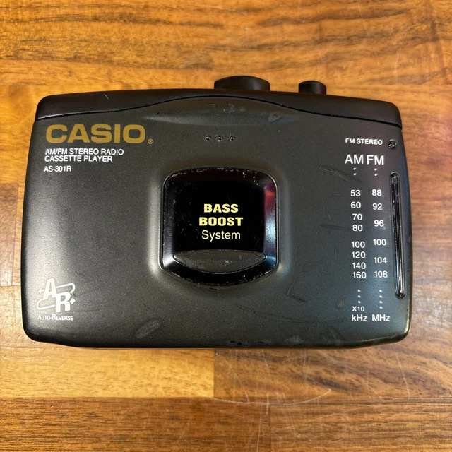 VINTAGE CASIO LETTORE Cassette Stereo Portatile AM/FM Modello AS-301R ...