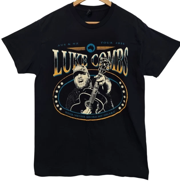 LUKE COMBS BLACK Aus & New Zealand Tour 2025 Merch Band Tshirt Gildan ...