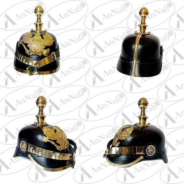 GERMAN PICKELHAUBE HELMET Leather Pickelhaube Imperial Prussian Helmet ...