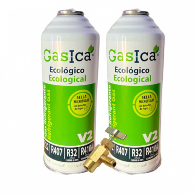 2 ENVASES GAS Ecologico Refrigerante V2 Sustituto R22/R407C/R410A ...