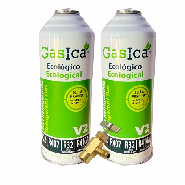 2 ENVASES GAS Ecologico Refrigerante V2 Sustituto R22/R407C/R410A ...