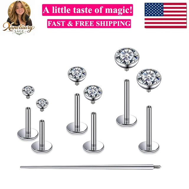 F136 TITANIUM 20/18/16G Internally Threaded Flat Back Stud Earrings ...