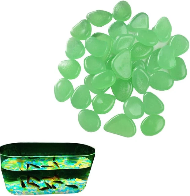100/200/300/500PCS PEBBLES STONE Glow in the Dark Rock Fish Tank Stones ...
