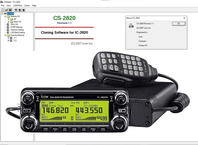 ICOM CS-2820 REV. 1.1 PROGRAMMING & CLONE SOFTWARE for IC-2820H IC-2820 ...
