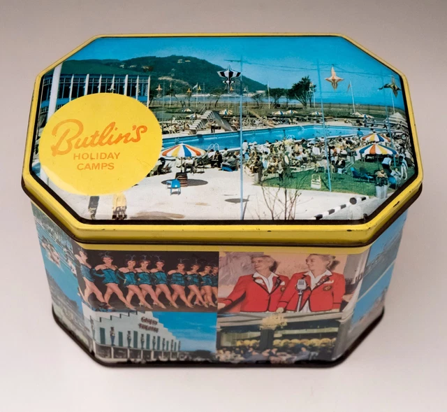 VINTAGE BUTLINS HOLIDAY Camp Resort Souvenir Confectionary Tea Caddy ...