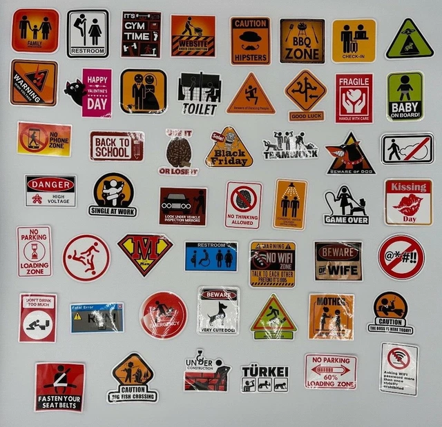 50 STICKERS STICKERS sticker bomb warning signs prohibition signs fun ...