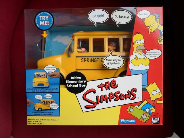 SIMPSONS WORLD OF Springfield Playmates Elementary School Bus (No Sound ...